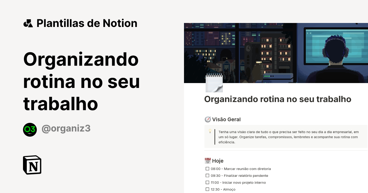 Plantilla Organizando rotina no seu trabalho | Notion Marketplace