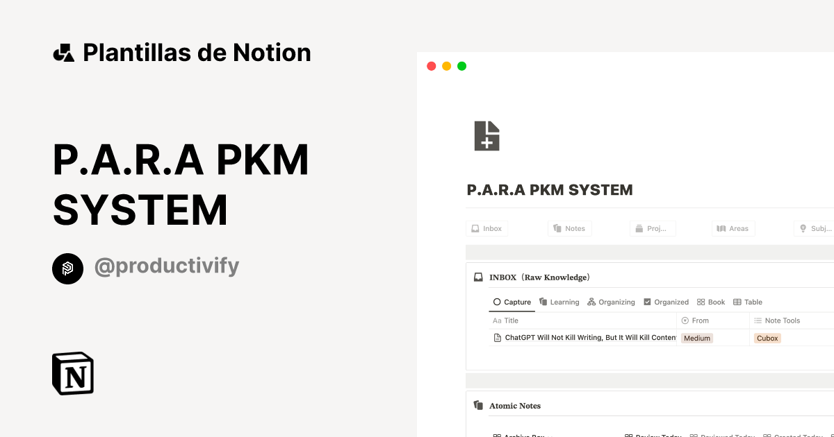 Plantilla P.A.R.A PKM SYSTEM | Notion Marketplace