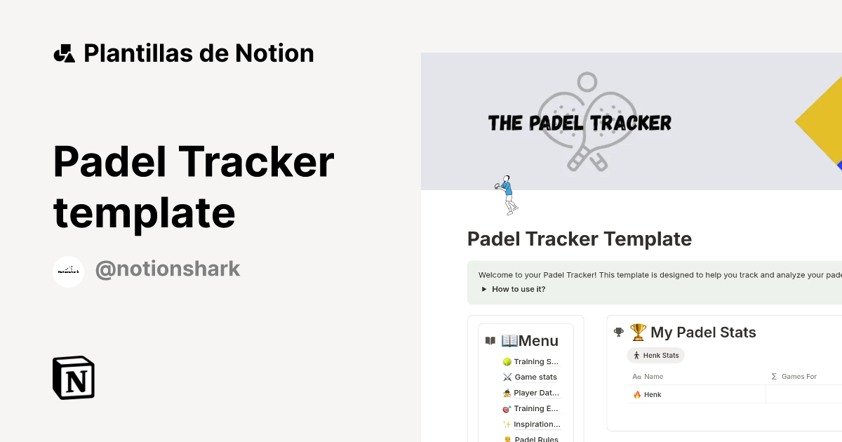 Plantilla Padel Tracker template | Notion Marketplace