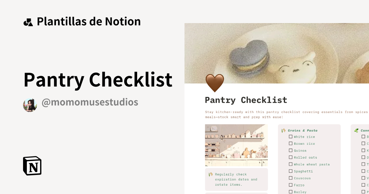Plantilla Pantry Checklist | Notion Marketplace