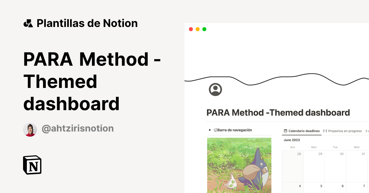 Plantilla PARA Method -Themed dashboard de Ahtziri | Notion Marketplace