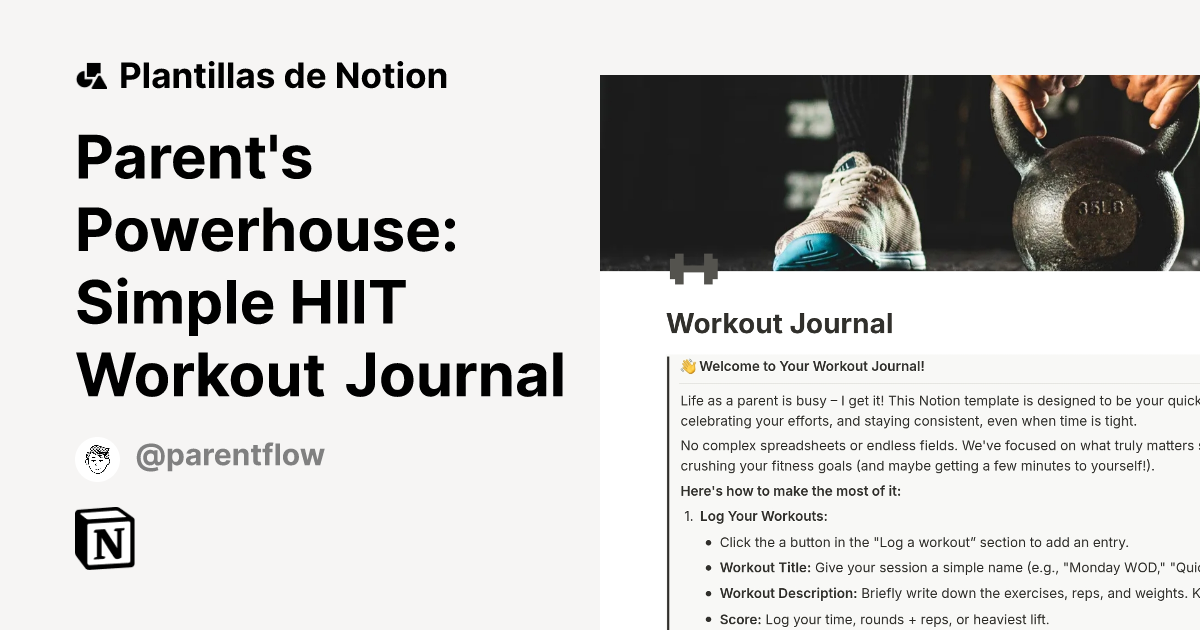 Plantilla Parent's Powerhouse: Simple HIIT Workout Journal de ...