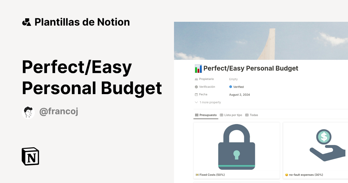 Plantilla Perfect/Easy Personal Budget de FJ | Notion Marketplace