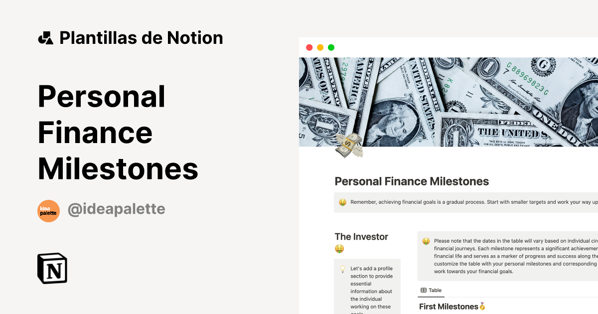 Plantilla Personal Finance Milestones | Notion Marketplace