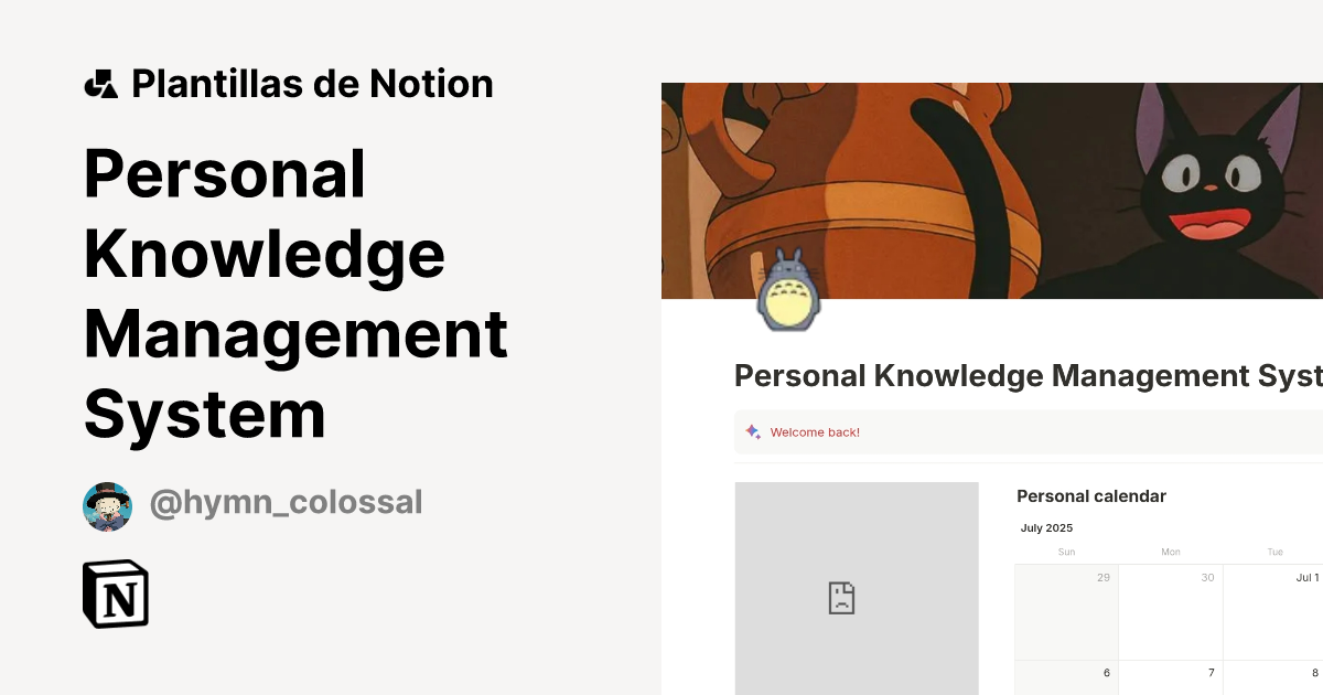 Plantilla Personal Knowledge Management System | Notion Marketplace