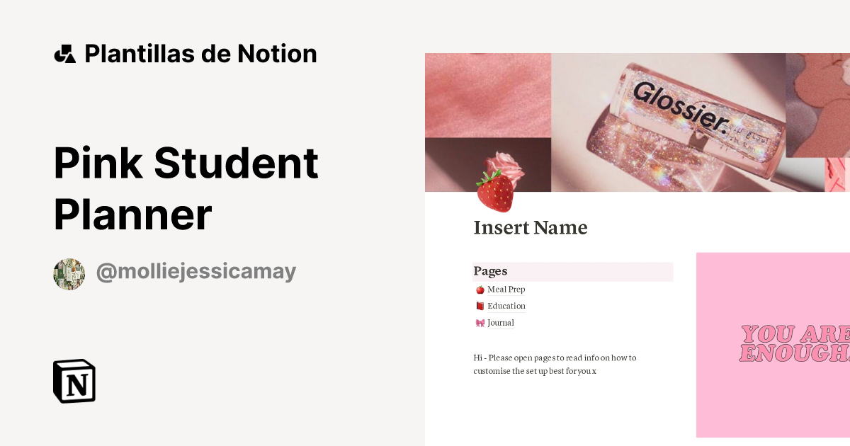 Plantilla Pink Student Planner | Notion Marketplace