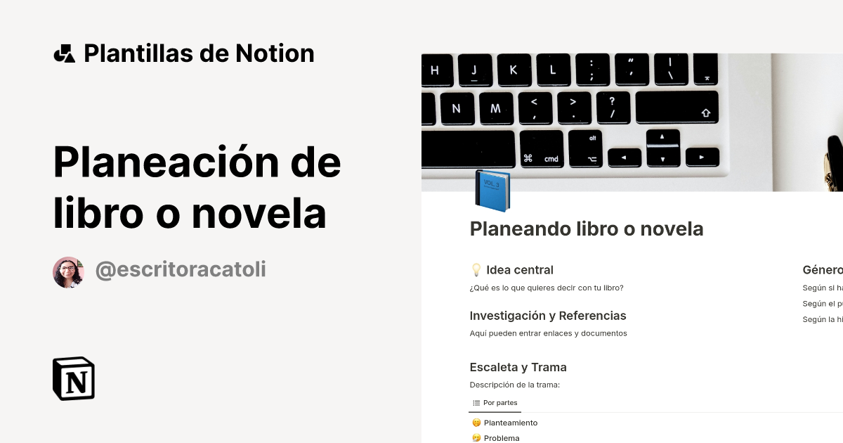 Plantilla Planeación de libro o novela | Notion Marketplace