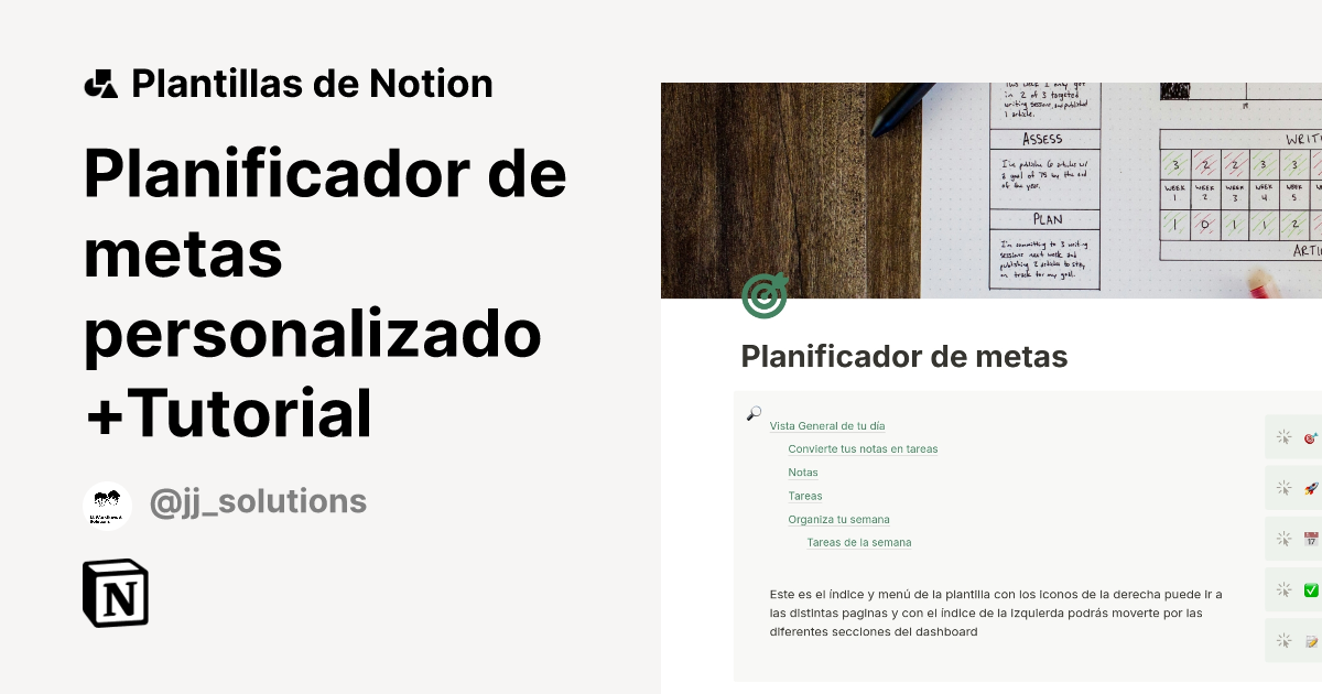 Plantilla Planificador de metas personalizado +Tutorial de JJ ...