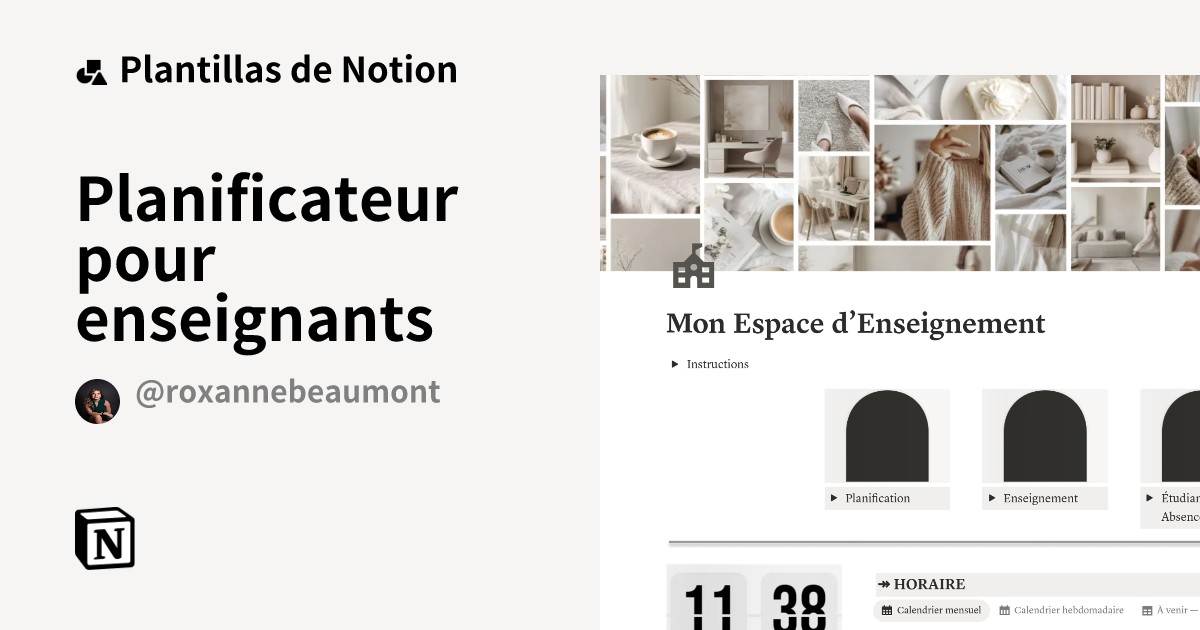 Plantilla Planificateur pour enseignants | Notion Marketplace