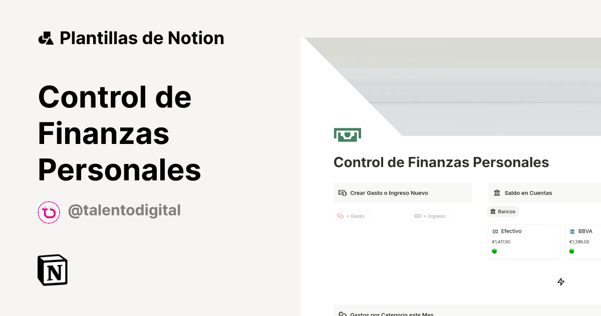 Plantilla Control de Finanzas Personales | Notion Marketplace