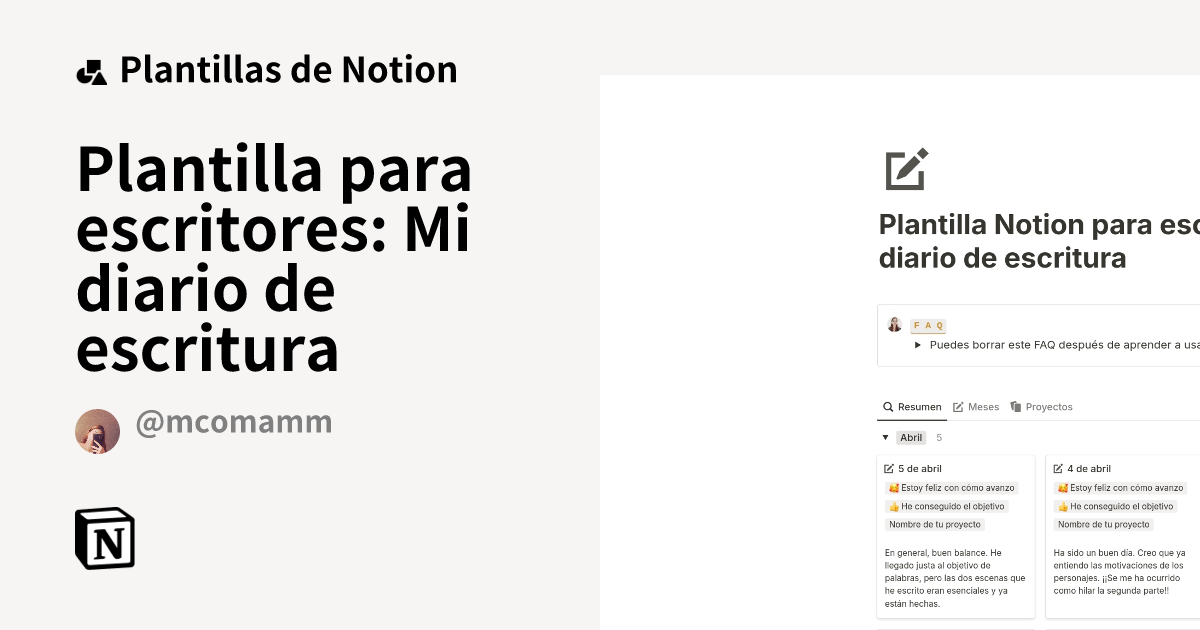 Plantilla Plantilla para escritores: Mi diario de escritura de María ...