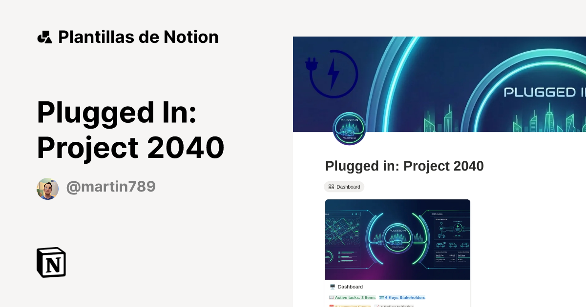 Plantilla Plugged In: Project 2040 de Martin.S | Notion Marketplace