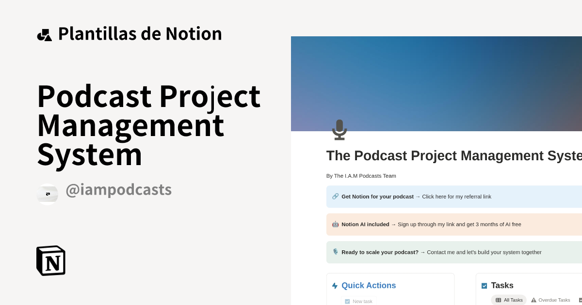 Plantilla Podcast Project Management System | Notion Marketplace