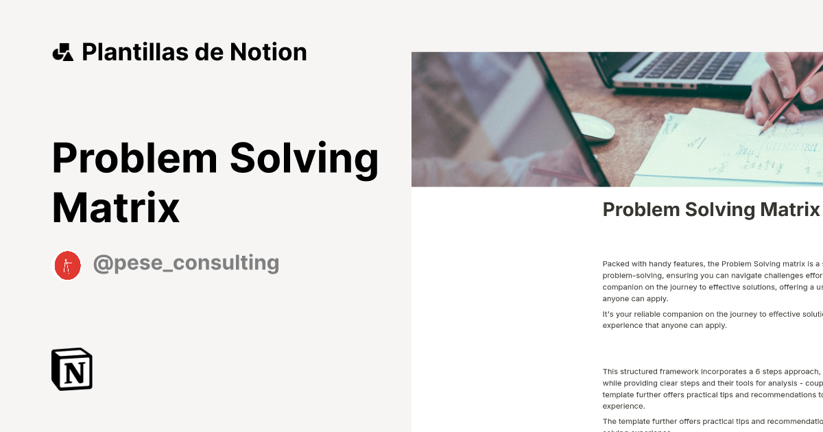Plantilla Problem Solving Matrix | Notion Marketplace