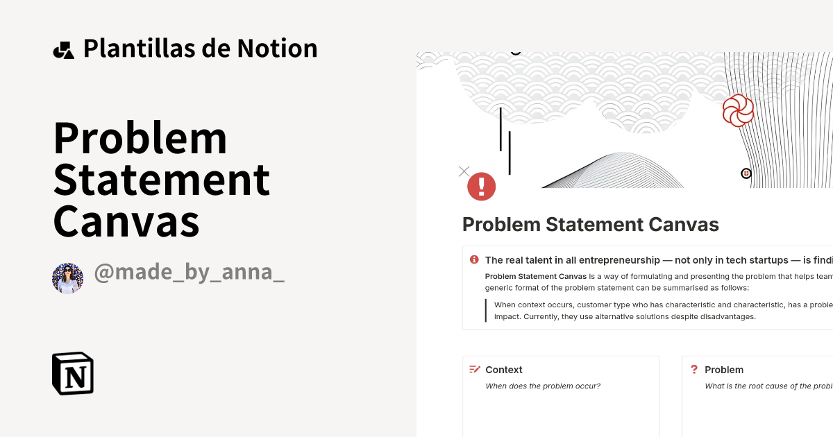 Plantilla Problem Statement Canvas de Anna | Notion Marketplace