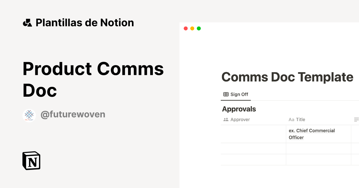 Plantilla Product Comms Doc | Notion Marketplace