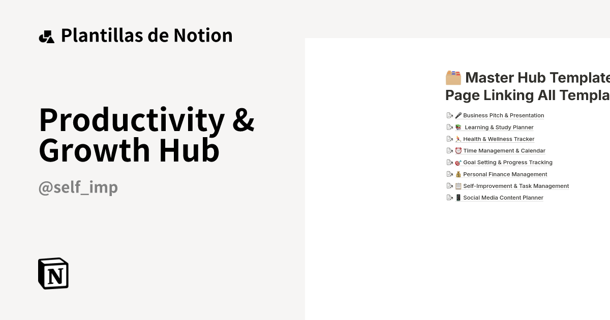 Plantilla Productivity & Growth Hub | Notion Marketplace