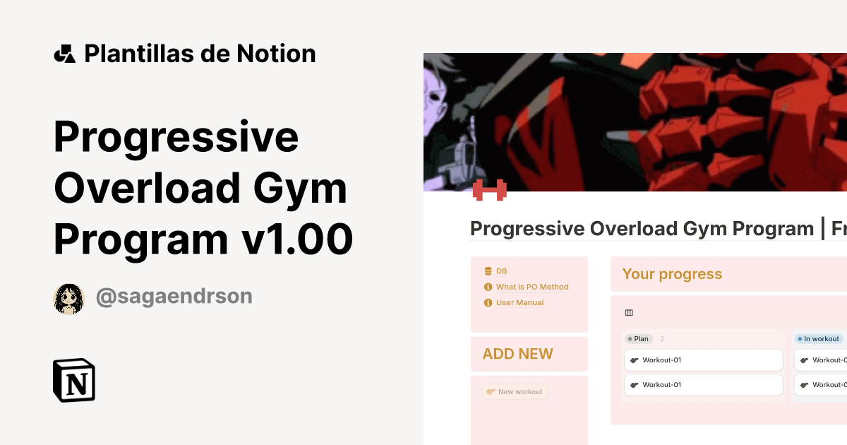 Plantilla Progressive Overload Gym Program v1.00 | Notion Marketplace