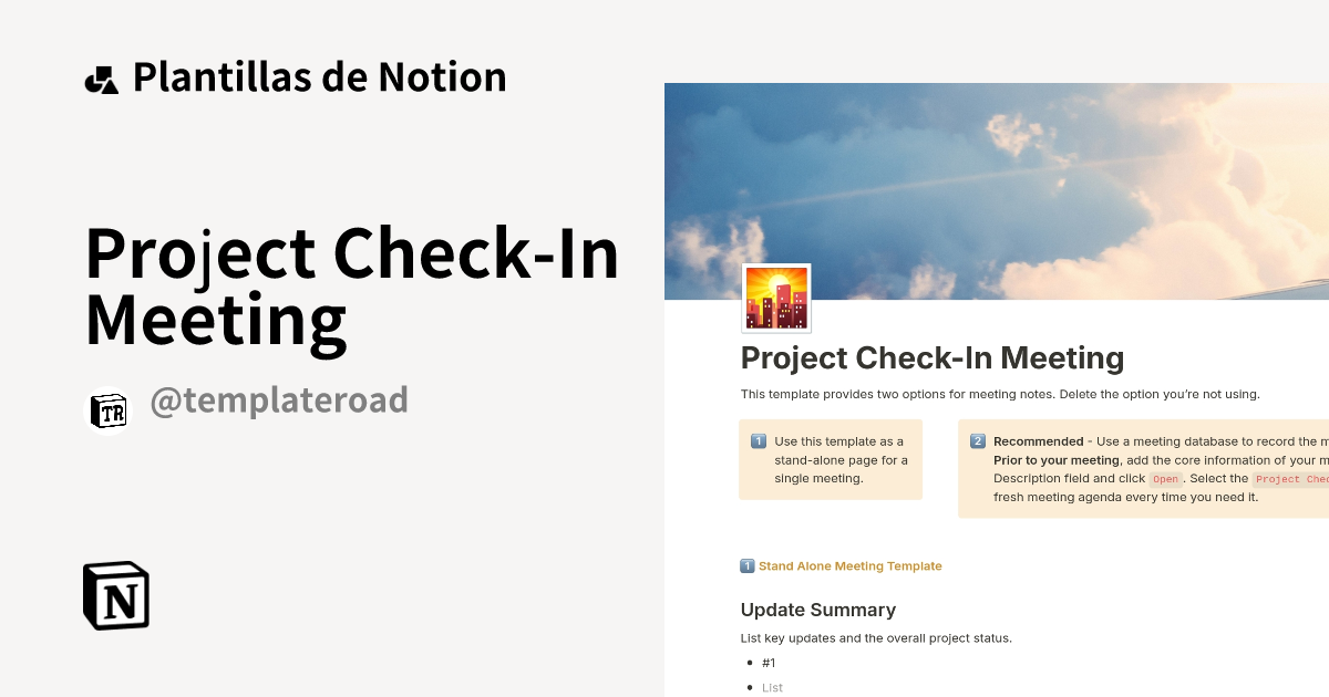 Plantilla Project Check-In Meeting | Notion Marketplace