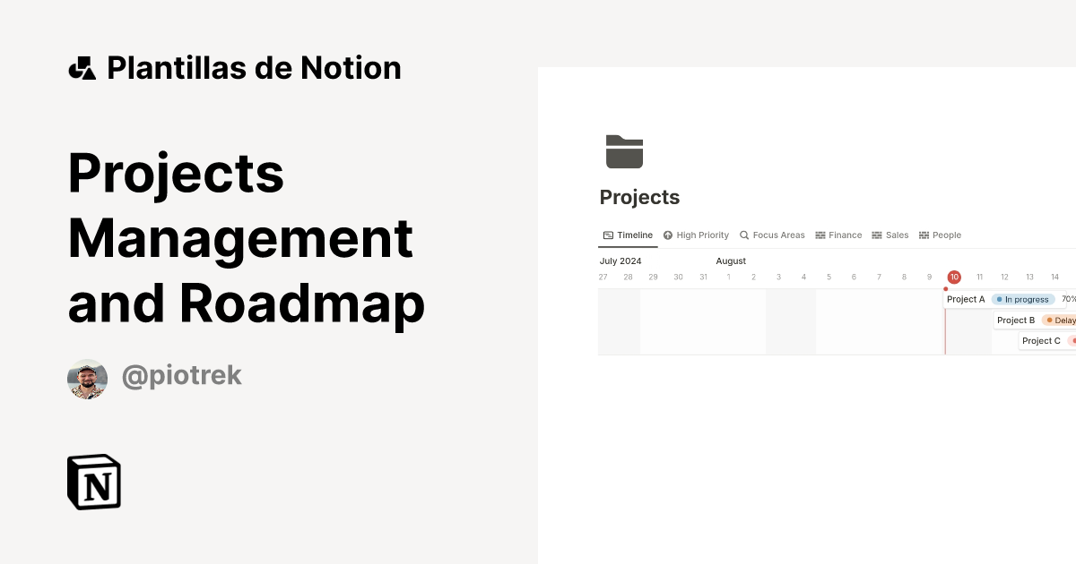 Plantilla Projects Management and Roadmap | Notion Marketplace
