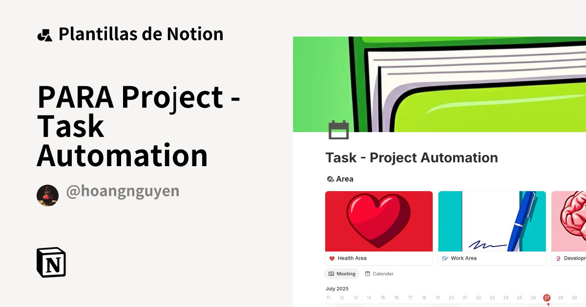 Plantilla PARA Project - Task Automation de Hoang Nguyen | Notion Marketplace