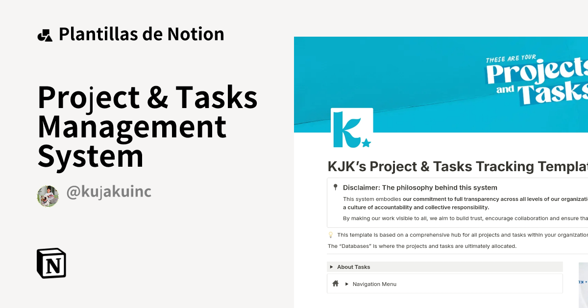 Plantilla Project & Tasks Management System | Notion Marketplace