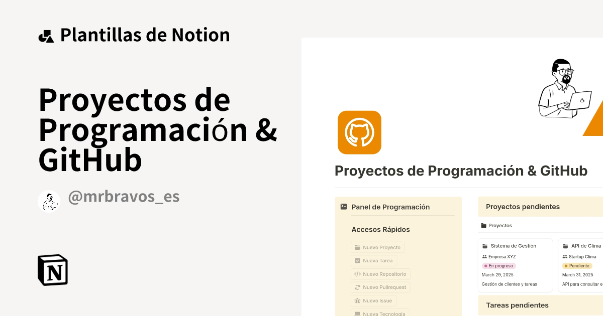 Plantilla Proyectos de Programación & GitHub de Mr Bravos | Notion Marketplace