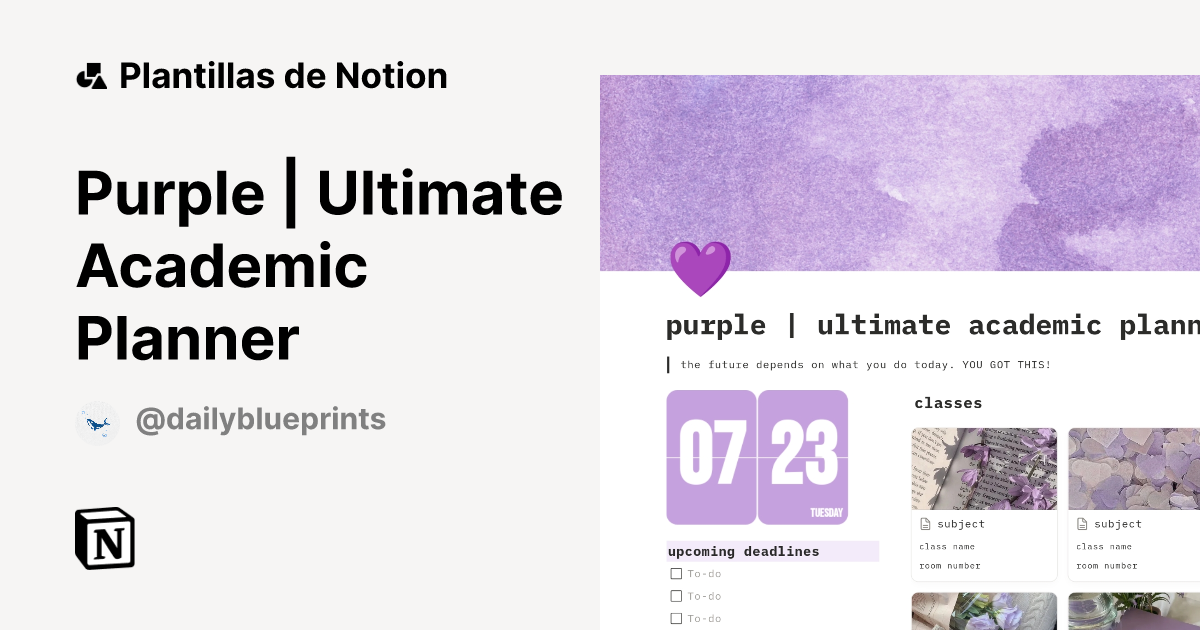 Plantilla Purple | Ultimate Academic Planner de dailyblueprints ...