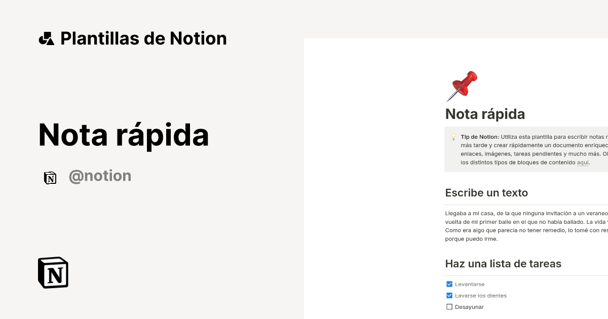 Plantilla Nota rápida 2026 | Notion Marketplace