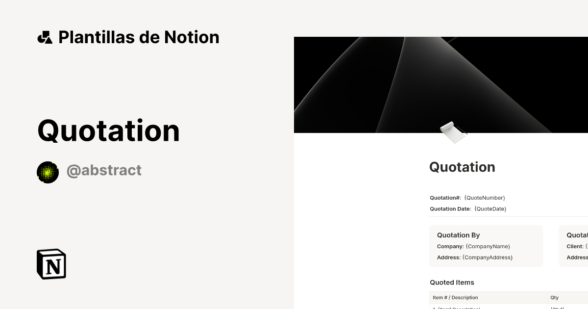 Plantilla Quotation | Notion Marketplace