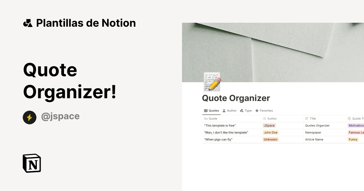 Plantilla Quote Organizer! | Notion Marketplace