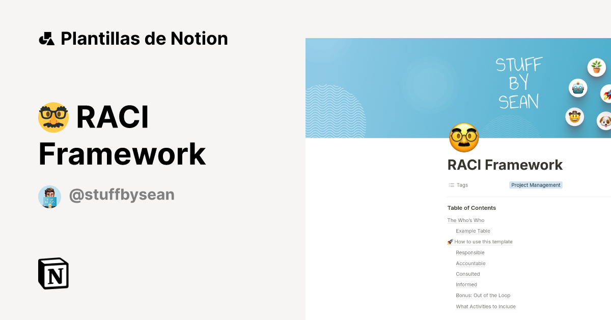 Plantilla 🥸 RACI Framework de Stuff by Sean | Notion Marketplace