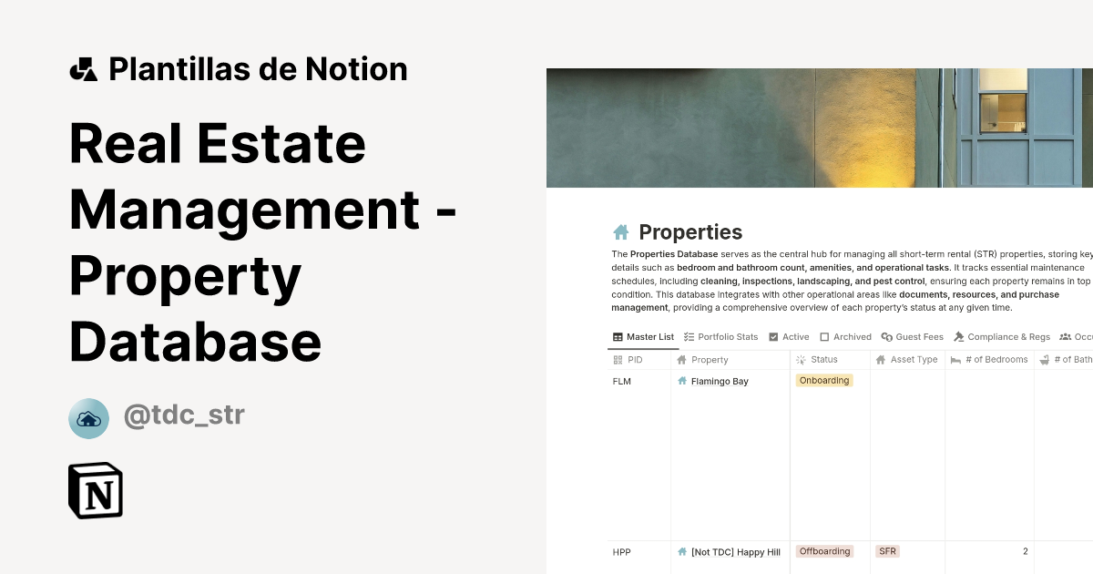 Plantilla Real Estate Management - Property Database de The Dream Club ...