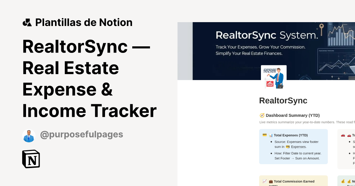Plantilla RealtorSync — Real Estate Expense & Income Tracker | Notion ...