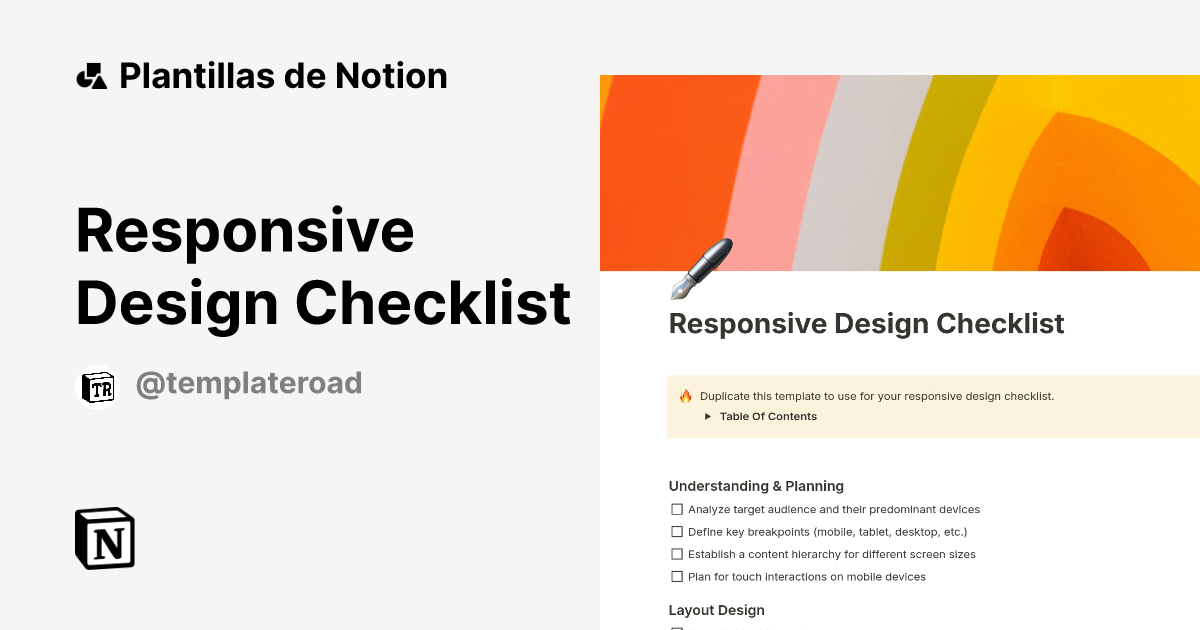 Plantilla Responsive Design Checklist | Notion Marketplace