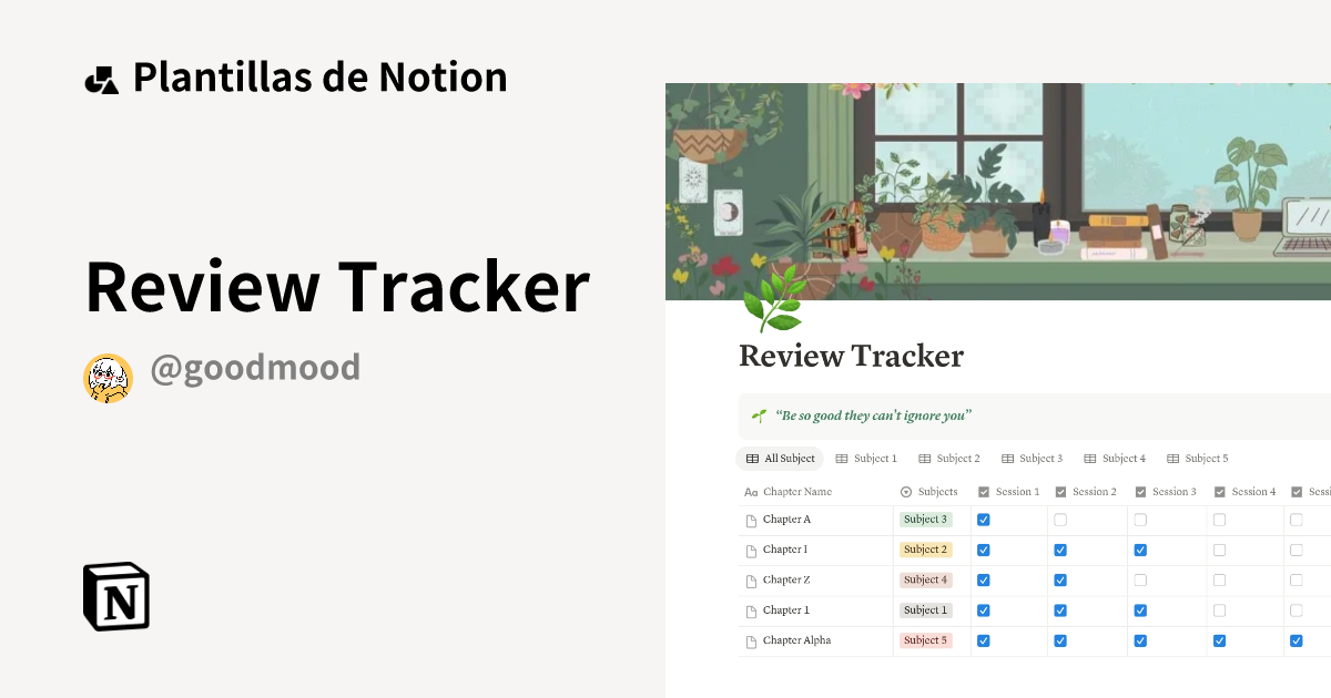 Plantilla Review Tracker | Notion Marketplace