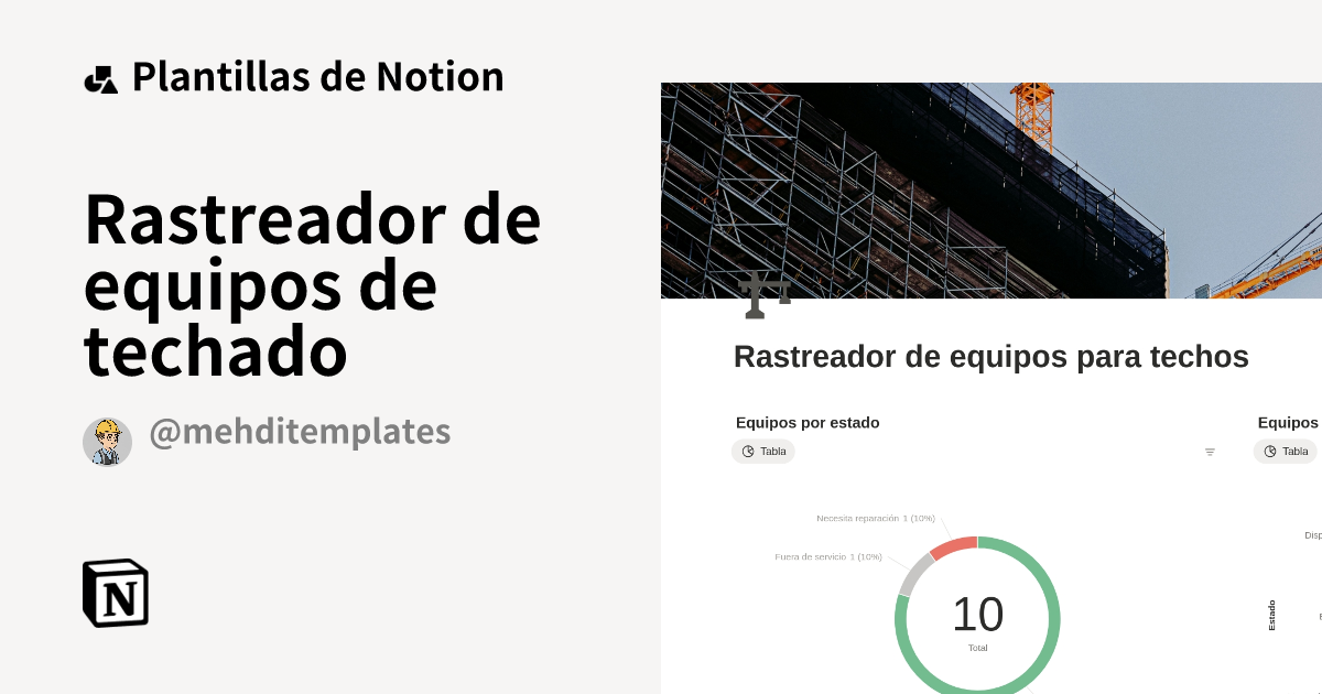 Plantilla Roofing Equipment Tracker de Mehdi | Notion Marketplace