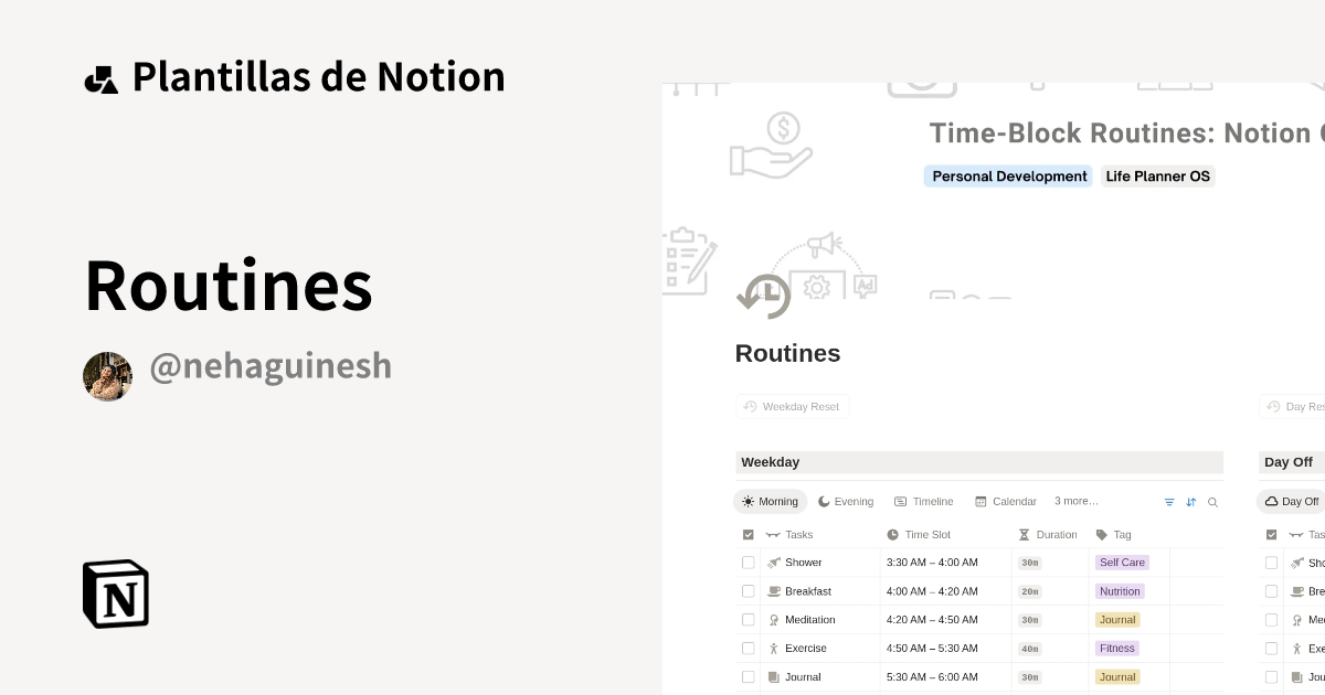 Plantilla Routines de Neha Guinesh | Notion Marketplace