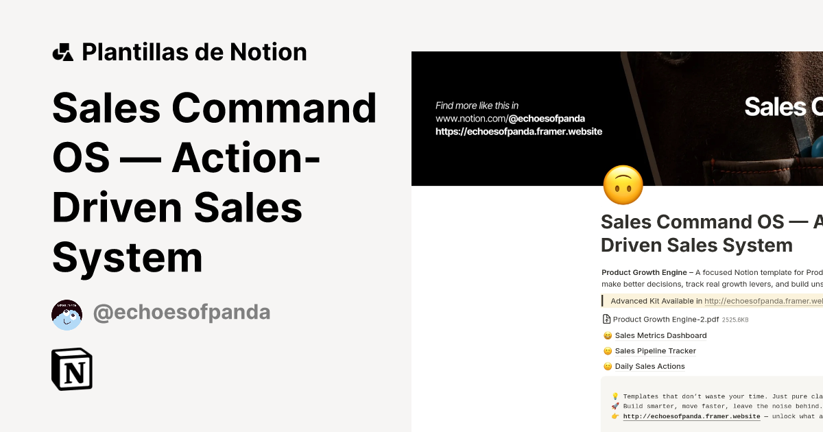 Plantilla Sales Command OS — Action-Driven Sales System | Notion ...