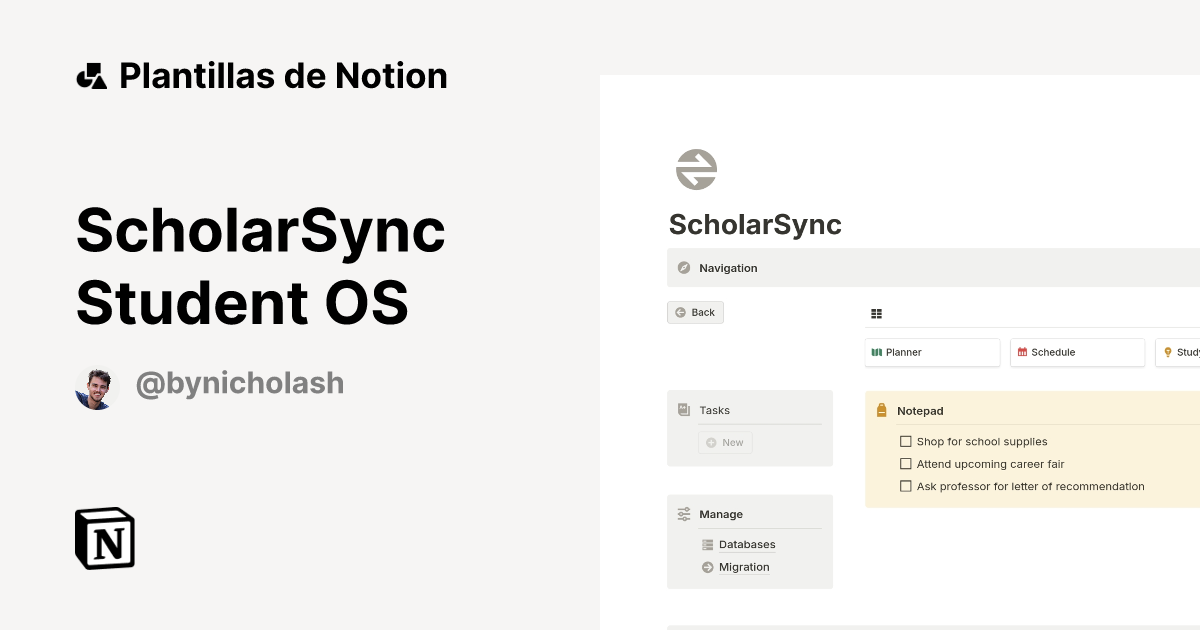 Plantilla ScholarSync Student OS | Notion Marketplace
