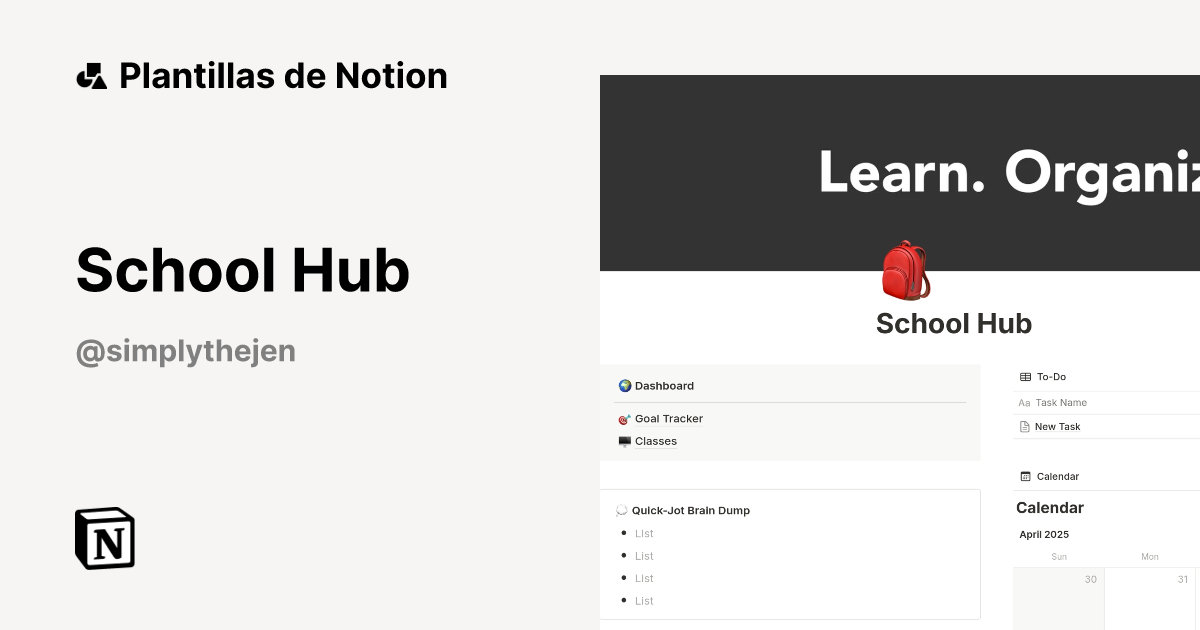 Plantilla School Hub | Notion Marketplace
