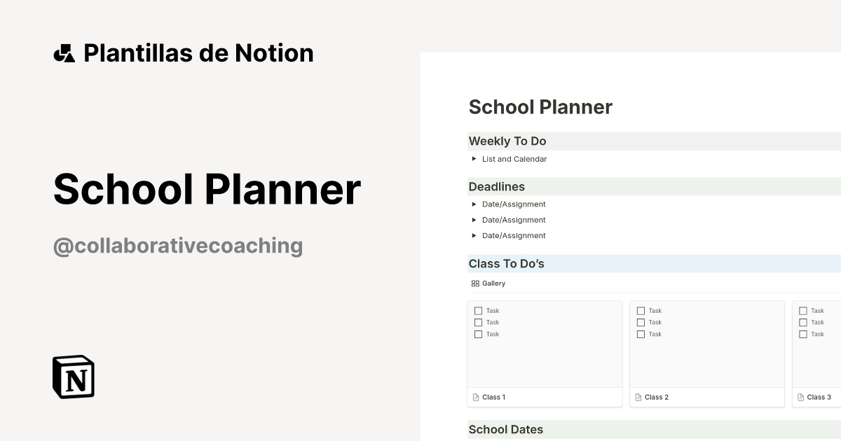 Plantilla School Planner | Notion Marketplace