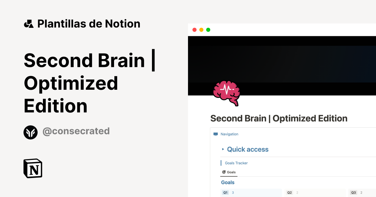 Plantilla Second Brain | Optimized Edition | Notion Marketplace