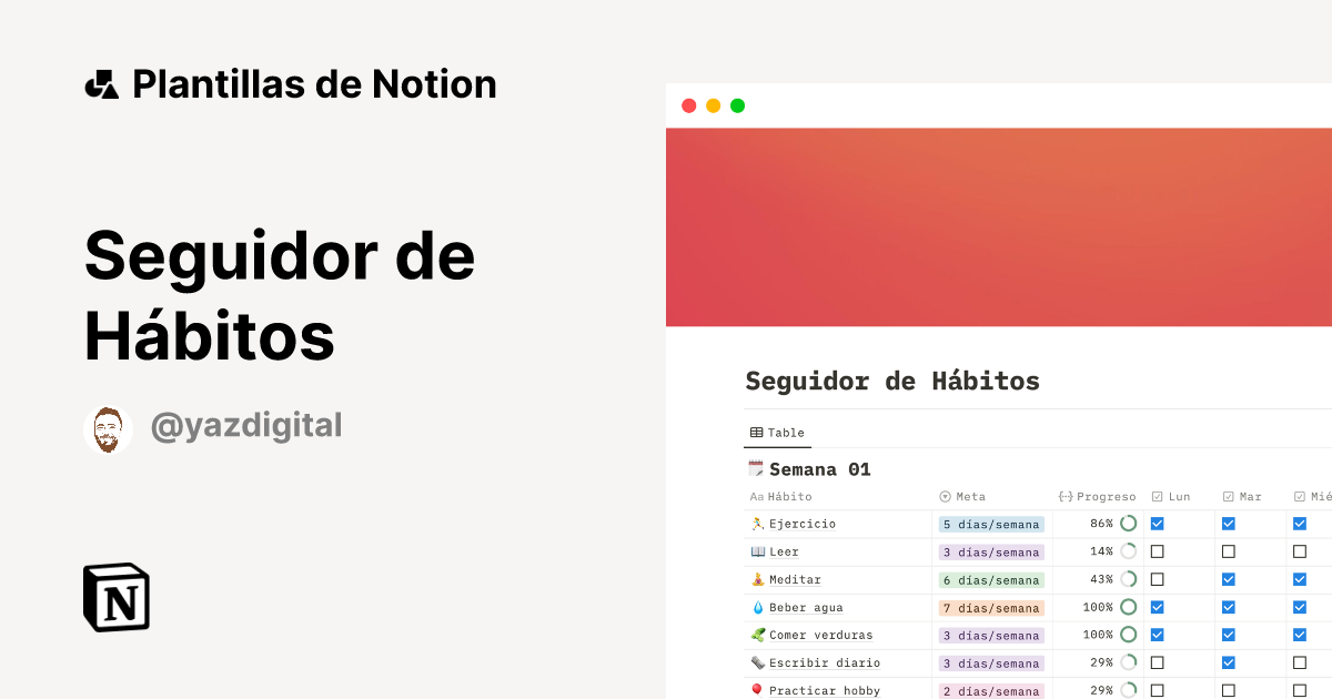 Plantilla Seguidor de Hábitos | Notion Marketplace
