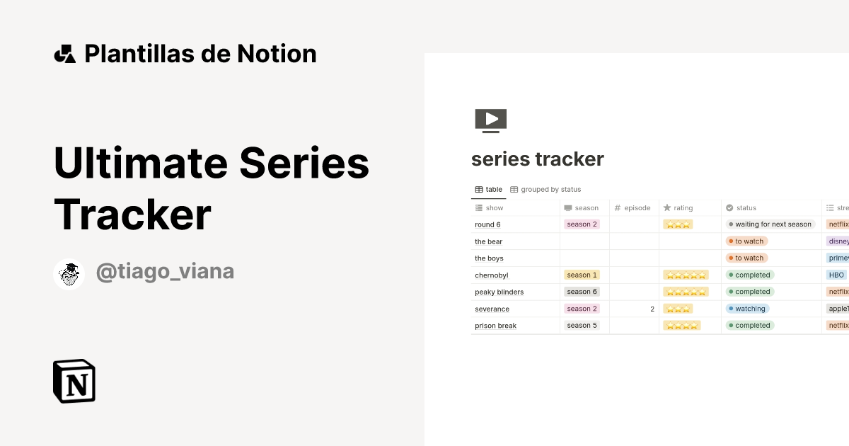 Plantilla Ultimate Series Tracker | Notion Marketplace