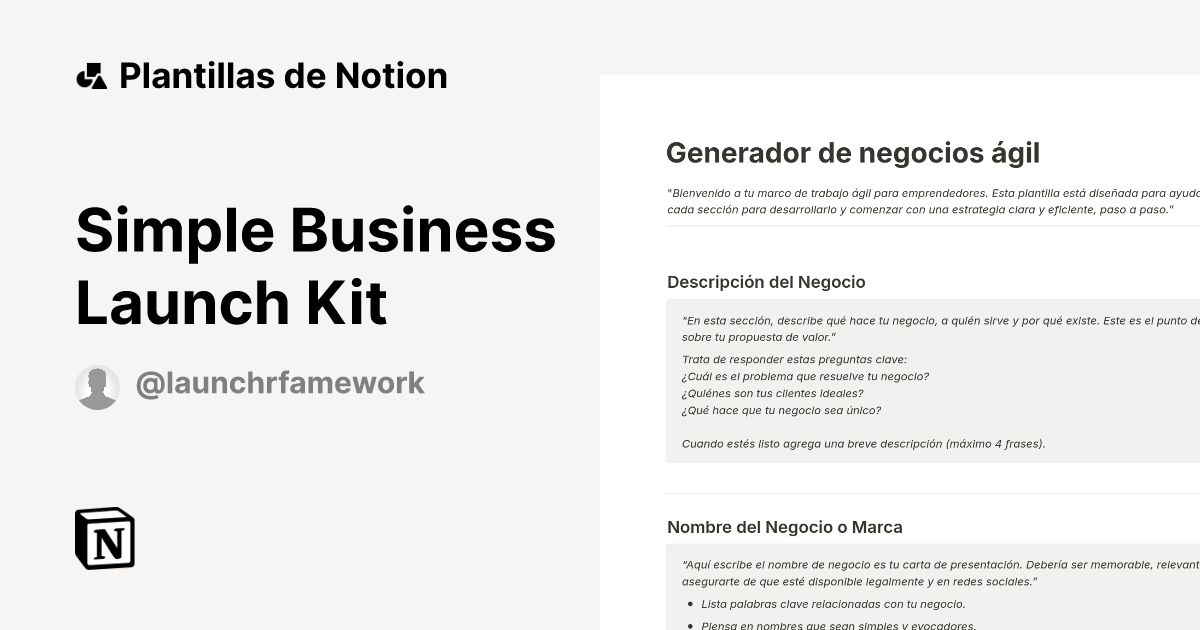 Plantilla Simple Business Launch Kit | Notion Marketplace