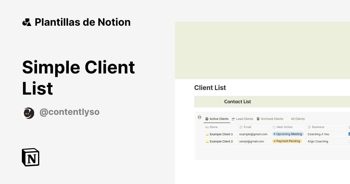 Plantilla Simple Client List de Contently so. | Business Content ...