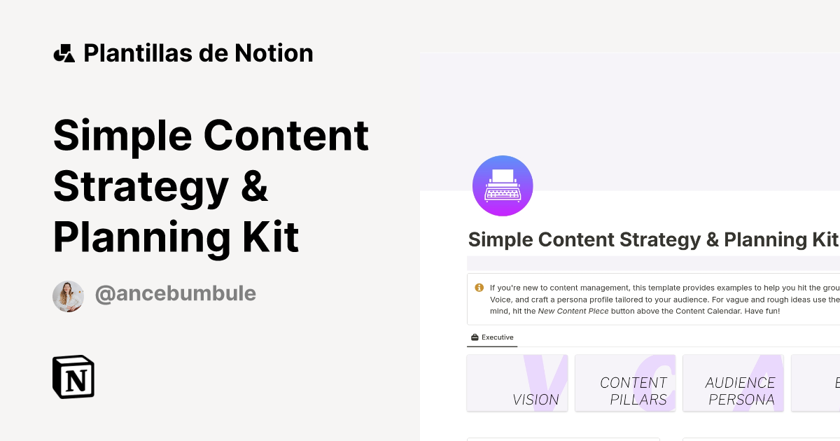 Plantilla Simple Content Strategy & Planning Kit | Notion Marketplace