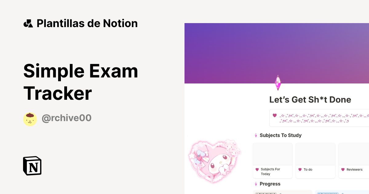 Plantilla Simple Exam Tracker | Notion Marketplace