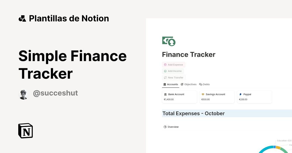 Plantilla Simple Finance Tracker | Notion Marketplace